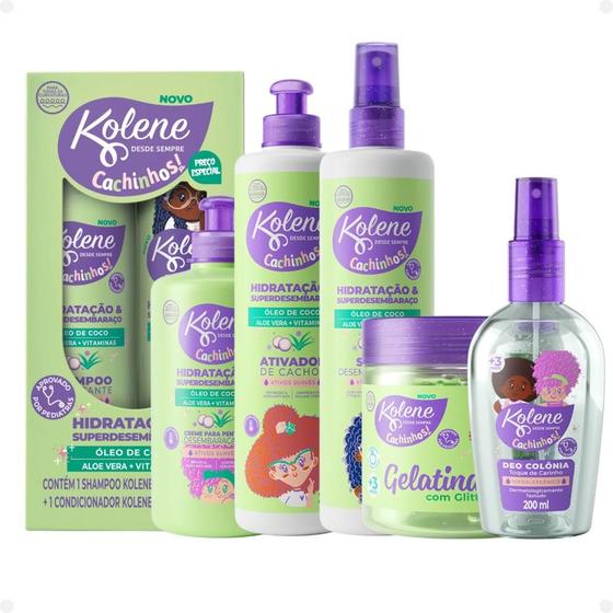 Kit Kolene Cachinhos: Shampoo 300ml, Condicionador 200ml, Creme para ...
