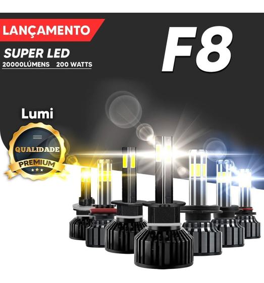 Kit Lampada F8 Farol Super Led 8d 200w 24000 Lumen Dc 9v 60v Encaixe H1