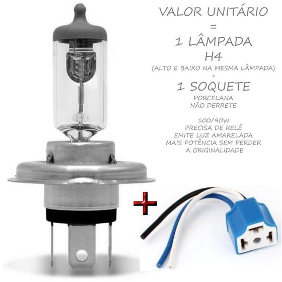 Kit Lampada H4 100w 12v Comum + Soquete Porcelana Resitente - HBL ...