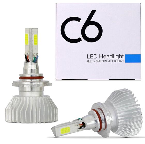 Kit Lâmpadas C6 Super LED 3D Headlight H1 H3 H4 H7 H8 H11 H16 H27 HB3 HB4 6000K Efeito Xênon HB3 ...