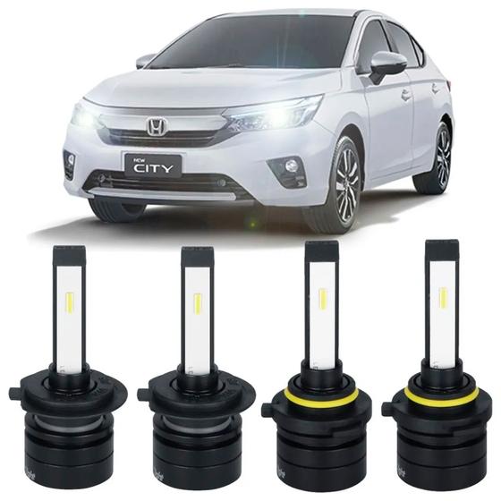 Kit Lampadas Super Led Honda City 21 22 23 Farol Baixo Alto ...