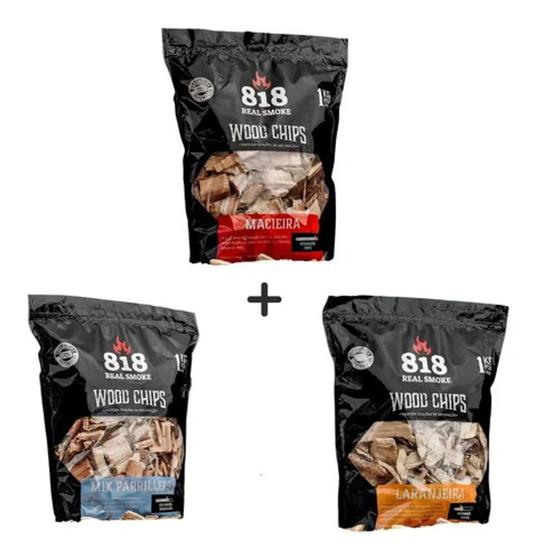 Kit lascas de lenha Wood chips Laranjeira Macieira Mix Parrilero 3kg ...