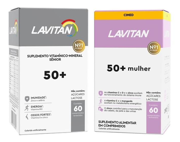 Kit Lavitan 50+ Sênior e Lavitan 50+ Mulher 60 comp cada - cimed - Multivitamínico ...