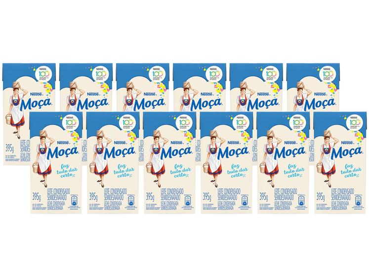 Kit Leite Condensado Nestlé Semidesnatado Moça - Caixa 395g 12 Unidades ...