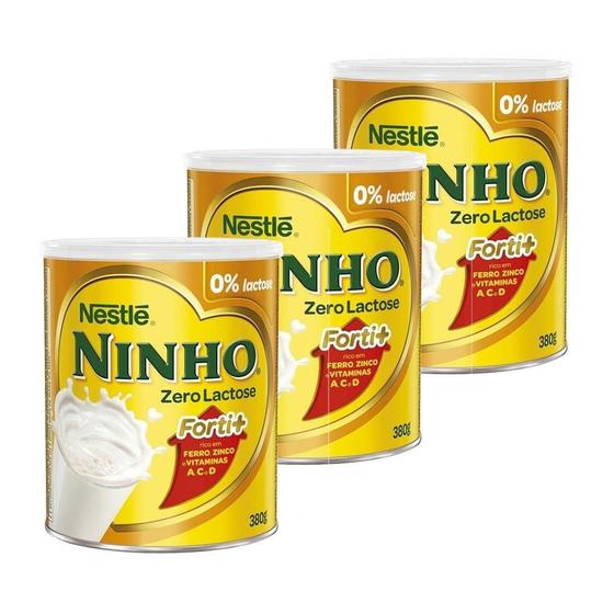 KIT LEITE EM PO NINHO ZERO LACTOSE 380G - 3 Unidades - Leite em Pó - Magazine Luiza