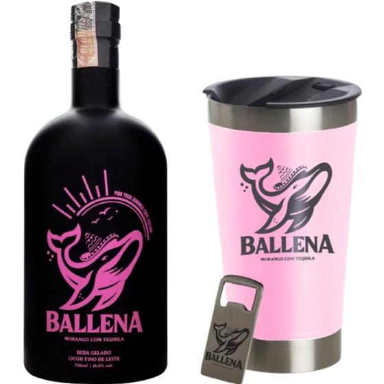 Kit Licor Ballena com copo térmico morango com tequila Edição Limitada ...