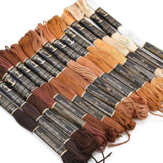 Kit Linha Anchor Mouline 16 Cores + Receita - Tons de Marrom - Corrente ...