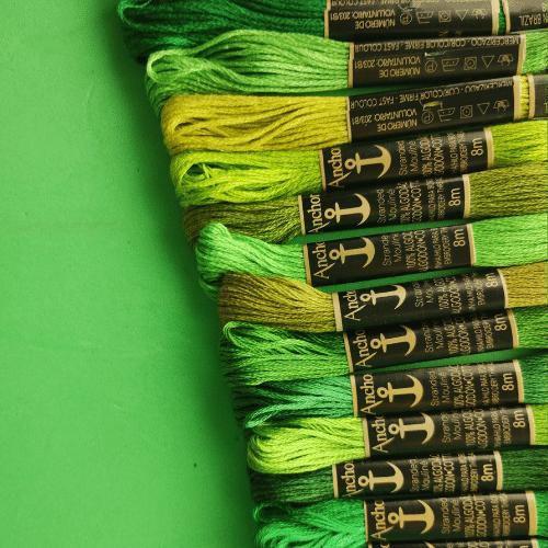 Kit Linha Meada Anchor Mouline para Bordar 16 Cores Tons de Verde ...