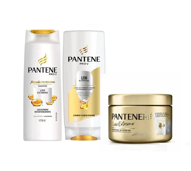 Kit Liso Extremo Pantene (Sh. 175 ml + Cond. 175ml + Másc. 270ml) - Kit de Tratamento para ...