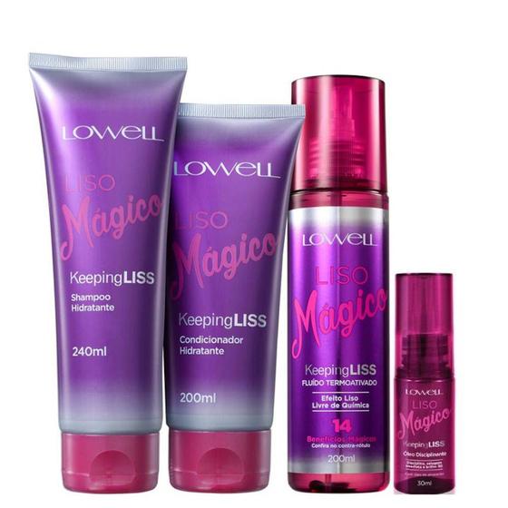 Kit Liso Mágico Lowell Completo com Fluido Termoativo, Shampoo ...