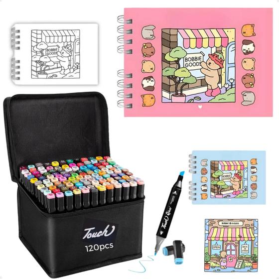 Kit Livro De Colorir Bobbie Goods Com Conjunto De Canetas Ponta Dupla ...