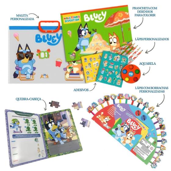 Kit Livros Bluey! - Universo Das Cores C/ 20 Lápis + Maletinha ...