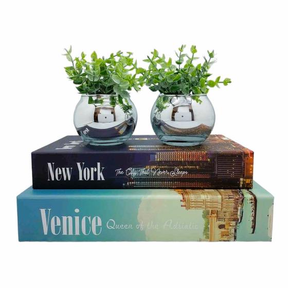 Kit Livros Decorativos Mesa de Centro+Vasos Vidro c/ Planta - Up2u ...