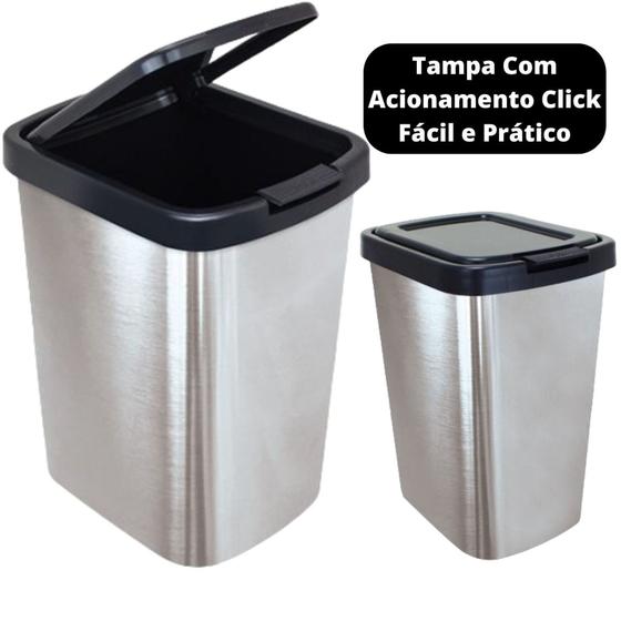 Kit Lixeiras Cesto de Lixo Label 9 Litros COM 2 PCS - Click p/ Banheiro ...