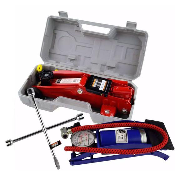 Kit Macaco Jacarezinho Hidr. 2t Maleta, Bomba Pneu e chave Roda ...