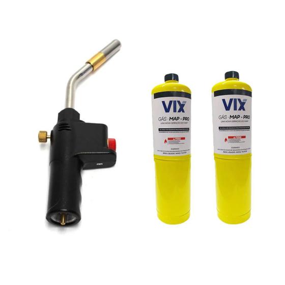 Kit maçarico auto acendimento + 2 cargas gás mapp - VIX - Maçarico ...
