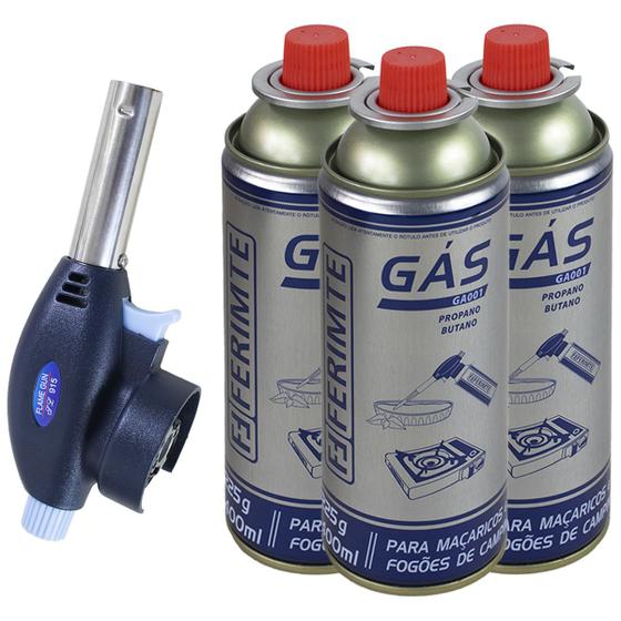 Kit maçarico controlador profissional culinário portátil com 3 refil ...