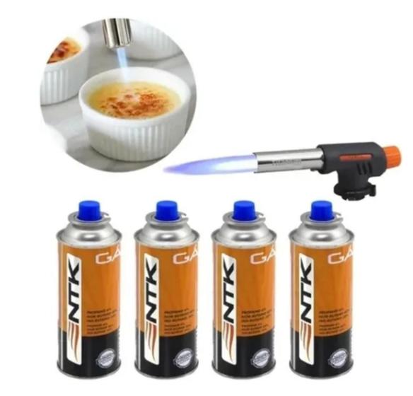 Kit Maçarico Culinário Gourmet Regulagem Chama + Cartuchos - Titanium ...