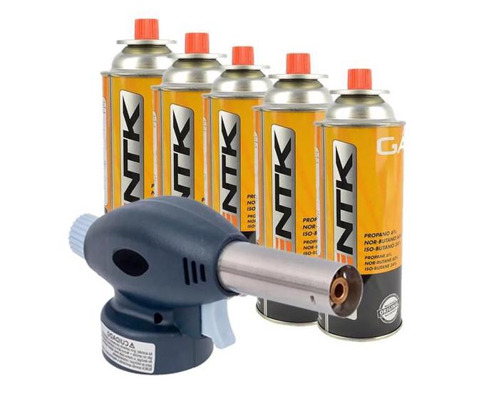 Kit maçarico portátil cozinha com 5 refis gás 227g - MIMO STYLE ...