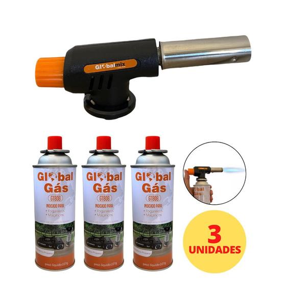 Kit maçarico portatil grafite automatico globalmix gt6009 + 3 refil ...