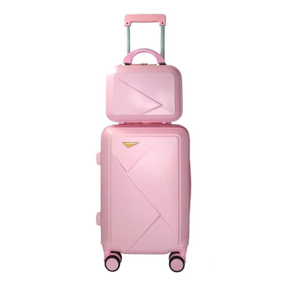 Kit Mala de Bordo Viagem Pequena em Abs + Frasqueira de Mão Rosa ...