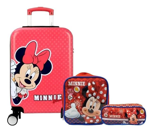 Kit Mala Malinha Infantil Escolar Menina Minnie 4 Rodinhas - luxcel ...