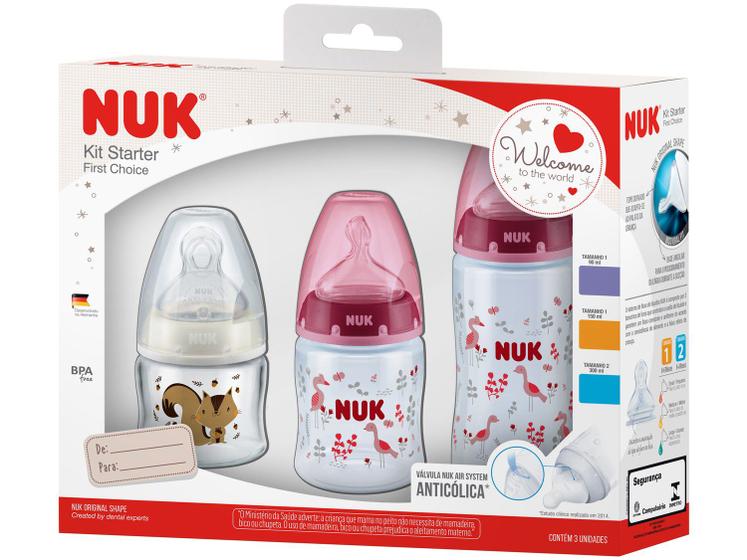 Kit Mamadeira NUK First Choice Starter - 3 Unidades - Mamadeira ...