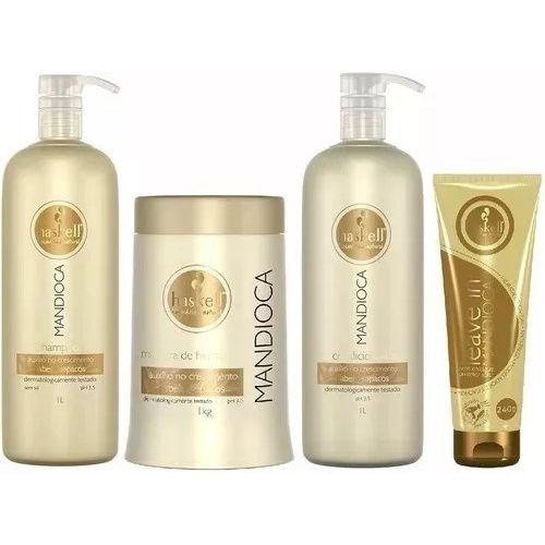 Kit Mandioca Haskell Shampoo Condicionador 1 litro e Mascara 900g - Kit Shampoo e Condicionador ...