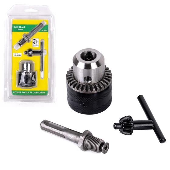 Kit Mandril 13mm com Adaptador SDS e Chave - Paraíso - Mandril ...