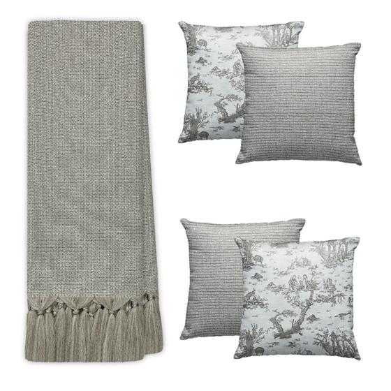 Kit Manta Para Sofá Rústico Lisa Luxuosa Com 4 Capas de Almofadas ...