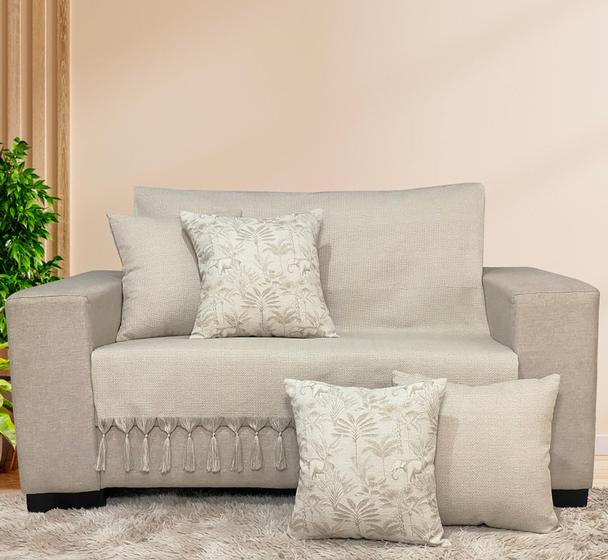 Kit Manta Para Sofá Rústico Lisa Luxuosa Com 4 Capas de Almofadas ...