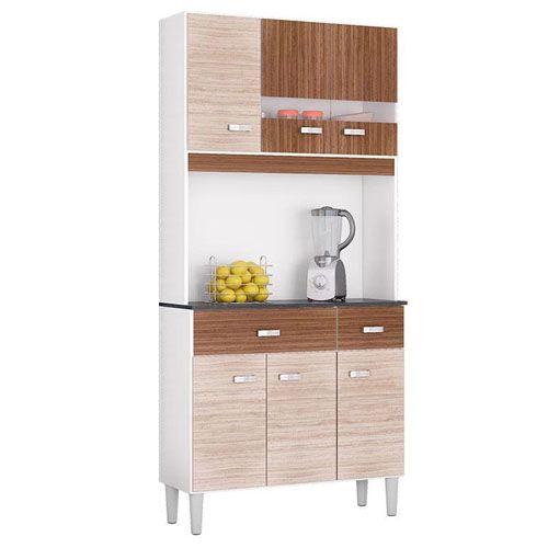 Kit Manu 6 Portas 2 Gavetas Poquema - Cozinha Compacta / Completa ...