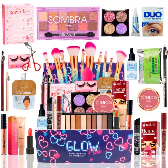 Kit Maquiagem Profissional Completo Caixa Presente Glow Pink - Kits de ...