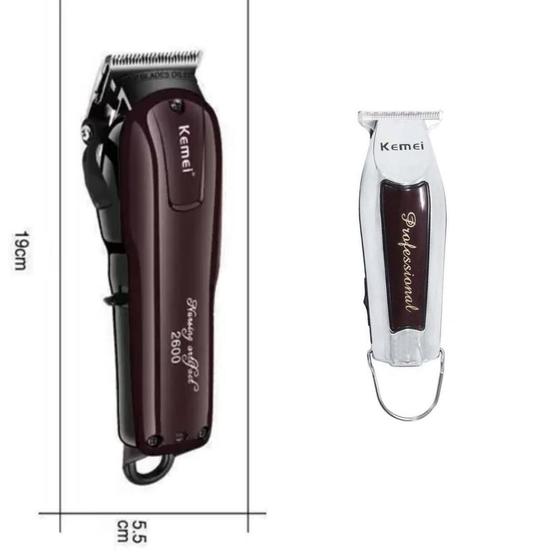Kit Máquina de Corte e Acabamento Sem fio Kemei KM2600-KM9163 Bivolt - Aparador de Pelos, Barba ...