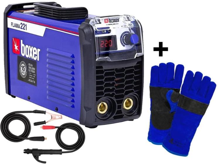 Kit Máquina De Solda Inversora Flama 221 220A 220v Boxer + Luva Para ...