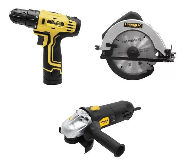 Kit Marceneiro Serra Circular + Esmerilhadeira + Parafusadeira - hammer ...