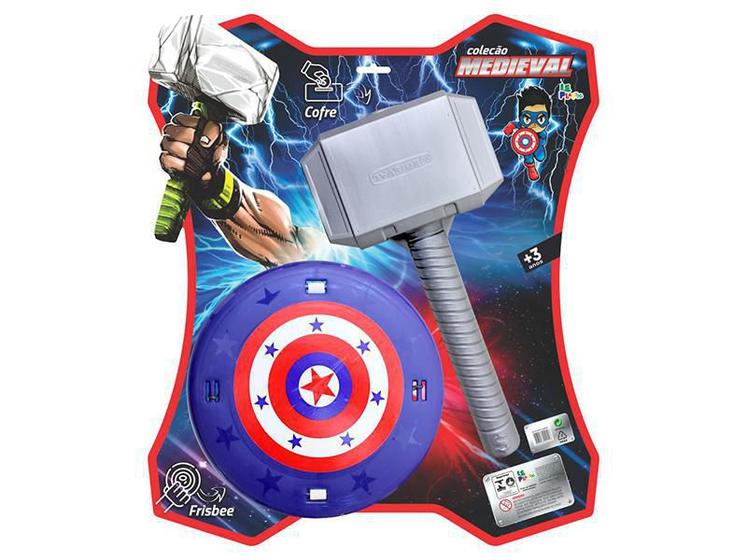 Kit Martelo Tor + Escudo Capitão Améric Heróis Fantasia - Artetoys ...