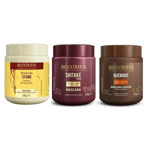 Kit Máscaras Tutano + Shitake + Queravit 500 G Bio Extratus - Kit de Tratamento para Cabelos ...