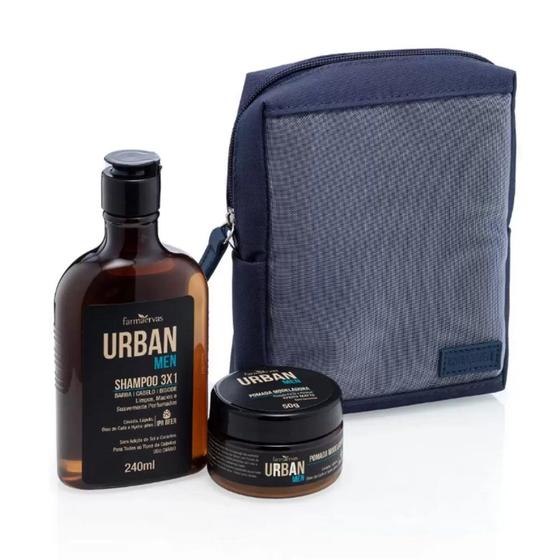 Kit Masculino Urban Men Shampoo 240ml Pomada 50g Necessaire ...