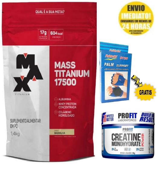 Kit mass titanium hipercalórico 1400kg- max titanium + creatina ...