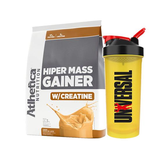 Kit Massa Hiper Mass Gainer 3kg - Atlhetica + Coqueteleira - Universal ...