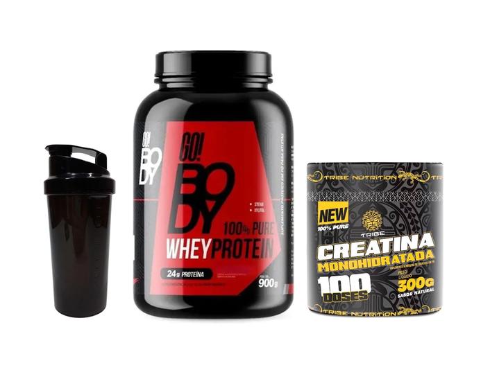 Kit massa muscular - sabor morango - GO BODY - Albumina - Magazine Luiza