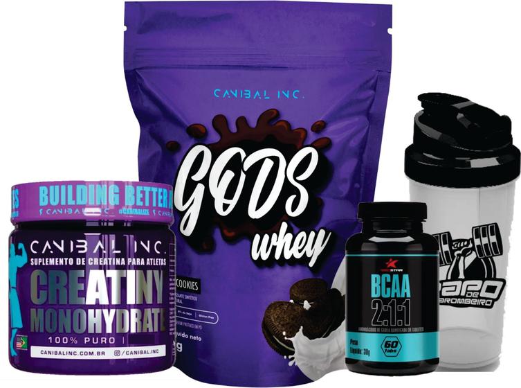 Kit Massa Muscular Whey Concentrado 825g + Creatina Pura 150g + BCAA 60 ...