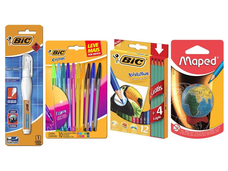 Kit Material Escolar 28 Itens Ensino Médio Fundamental - Bic - Material ...