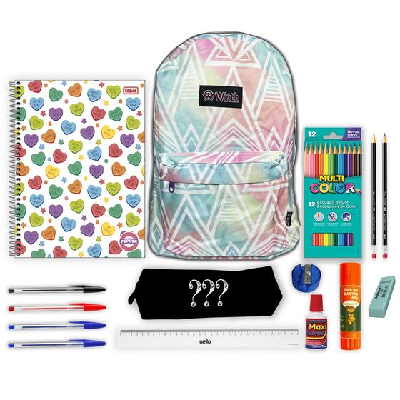 Kit Material Escolar Completo Feminino Com Mochila - Tilibra - Material ...
