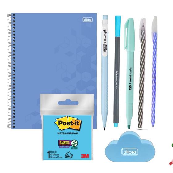 Kit Material Escolar Completo Tons Pastel- Caderno 10 Matérias ...