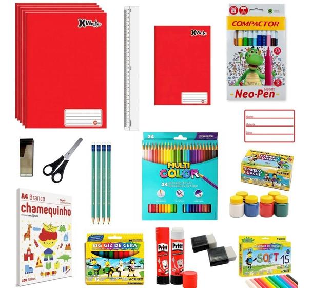 Kit Material Escolar Completo Volta Às Aulas Estudo Crianças - IMP ...