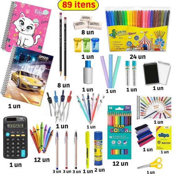 Kit Material Escolar Ensino Medio Faculdade Caderno Caneta Lista Escolar Completa - Material ...