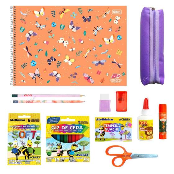 Kit Material Escolar Infantil 12 itens Caderno Cartografia - N&W Kits ...