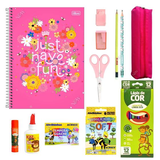Kit Material Escolar Infantil 12 itens Caderno Universitário - Tilibra ...